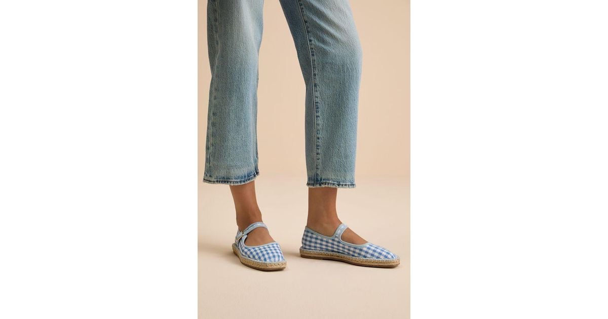 Matisse Meg Gingham Buckle Mary Jane Flats in Blue | Lyst
