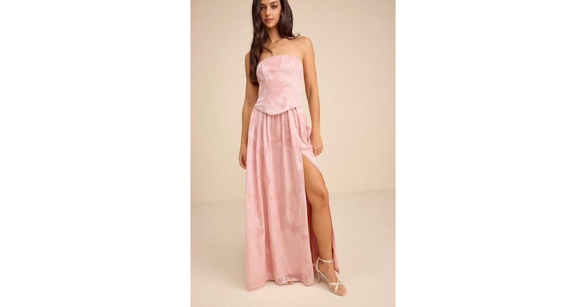 Lulus Alanis Floral Burnout Lace-Up Maxi Dress in Pink | Lyst