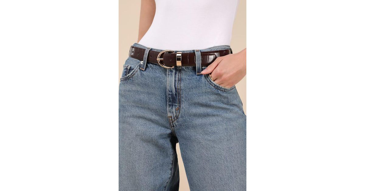 Lulus Modern Details And Croc-Embossed Two-Piece Belt Set in Black | Lyst