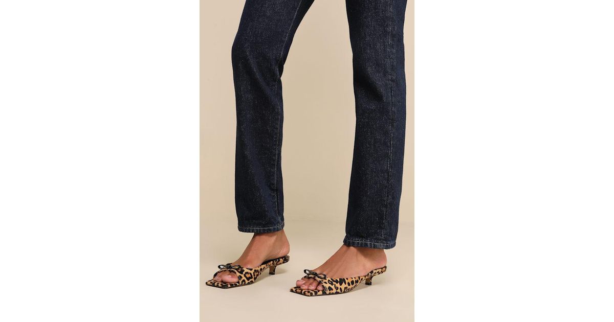 Steve Madden Meme Leopard Calf Hair Leather Kitten Heel Slide Sandals ...
