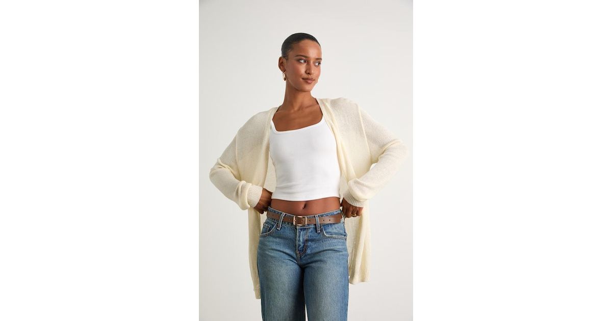 Lulus Clean Aesthetic Cream Knit Cardigan Sweater in Natural | Lyst