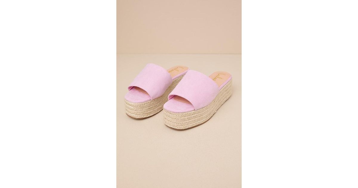 Lulus O'Ahu 2 Suede Espadrille Platforms in Pink | Lyst