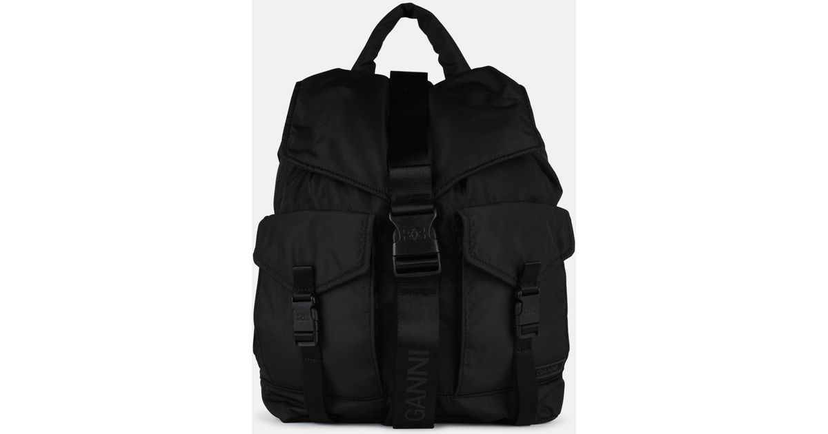 Ganni Recycled Polyester Backpack in Black | Lyst