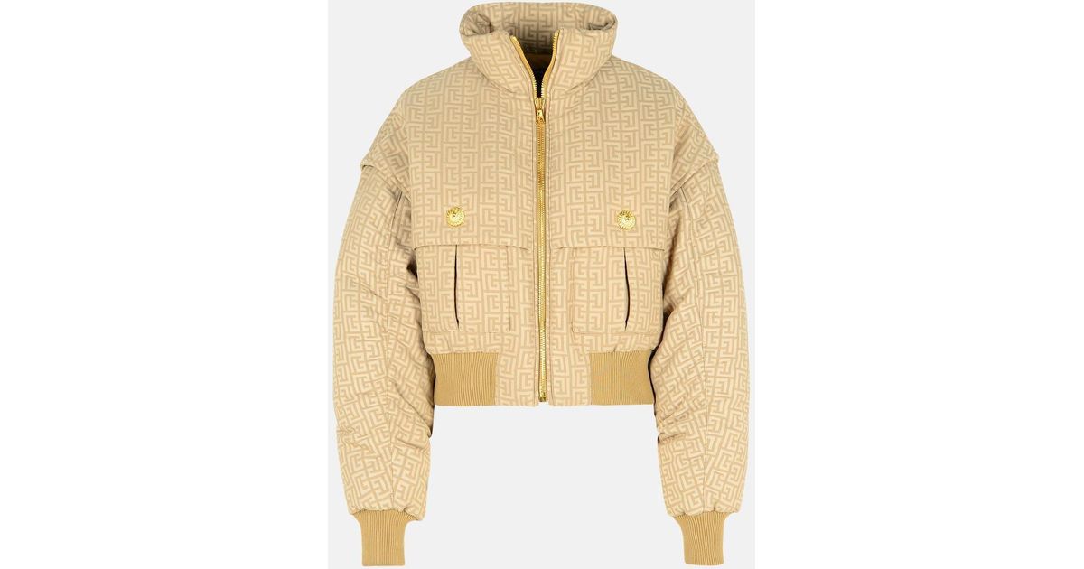 Balmain Jacquard Bomber Jacket in White | Lyst