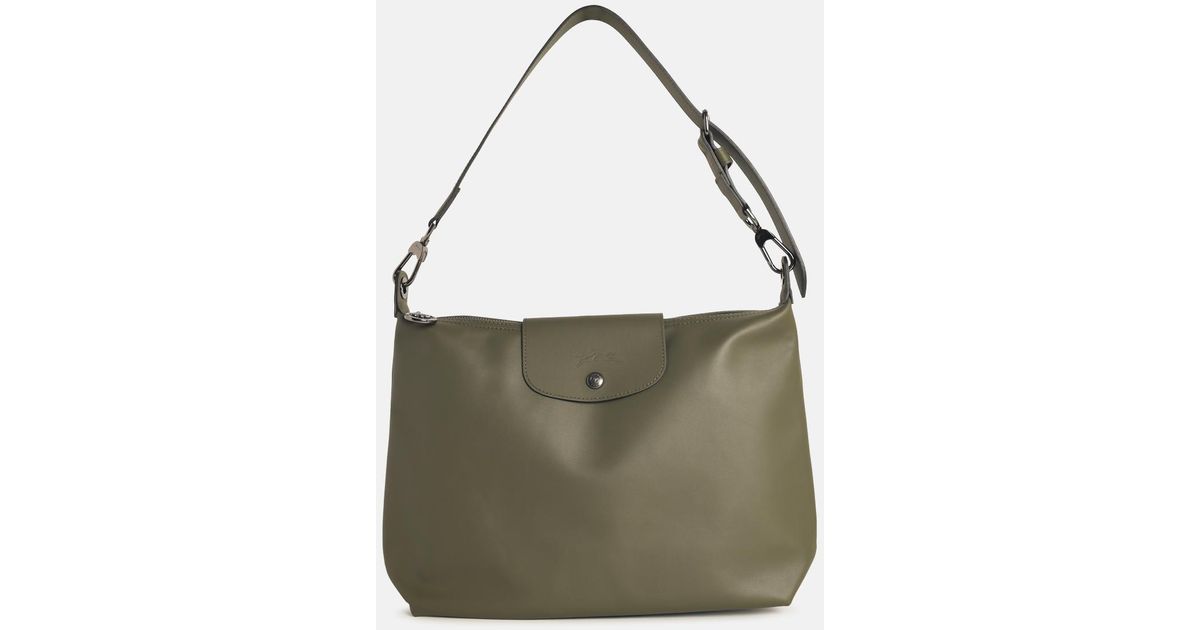 Longchamp 'le Pliage Xtra' M Spruce Leather Hobo Bag in Natural | Lyst