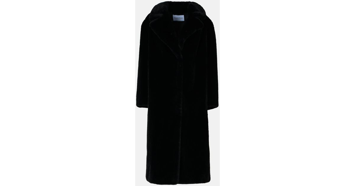 Stand Studio 'maria' Faux Fur Coat in Black | Lyst