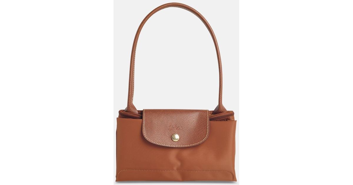 Longchamp 'm Le Pliage Original' Cognac Tela Shoulder Bag in White | Lyst