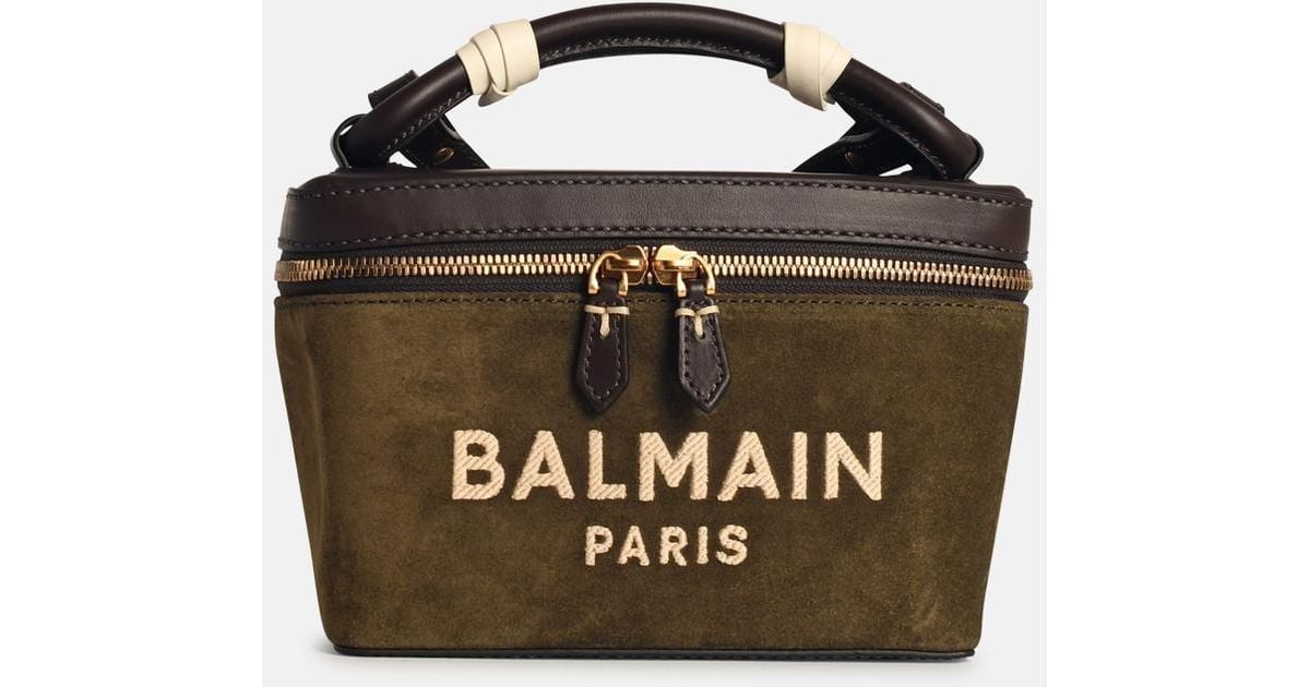 Balmain 'b-army Vanity' Suede Blend Bag in Black | Lyst