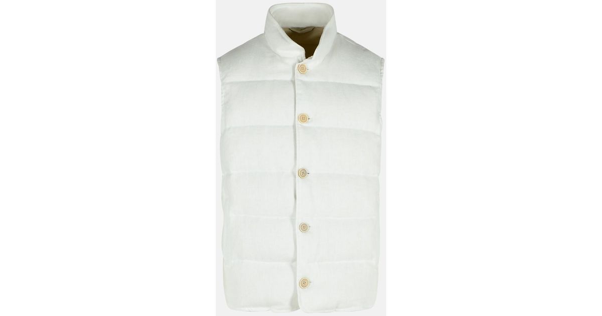 Eleventy Linen Vest in White for Men | Lyst