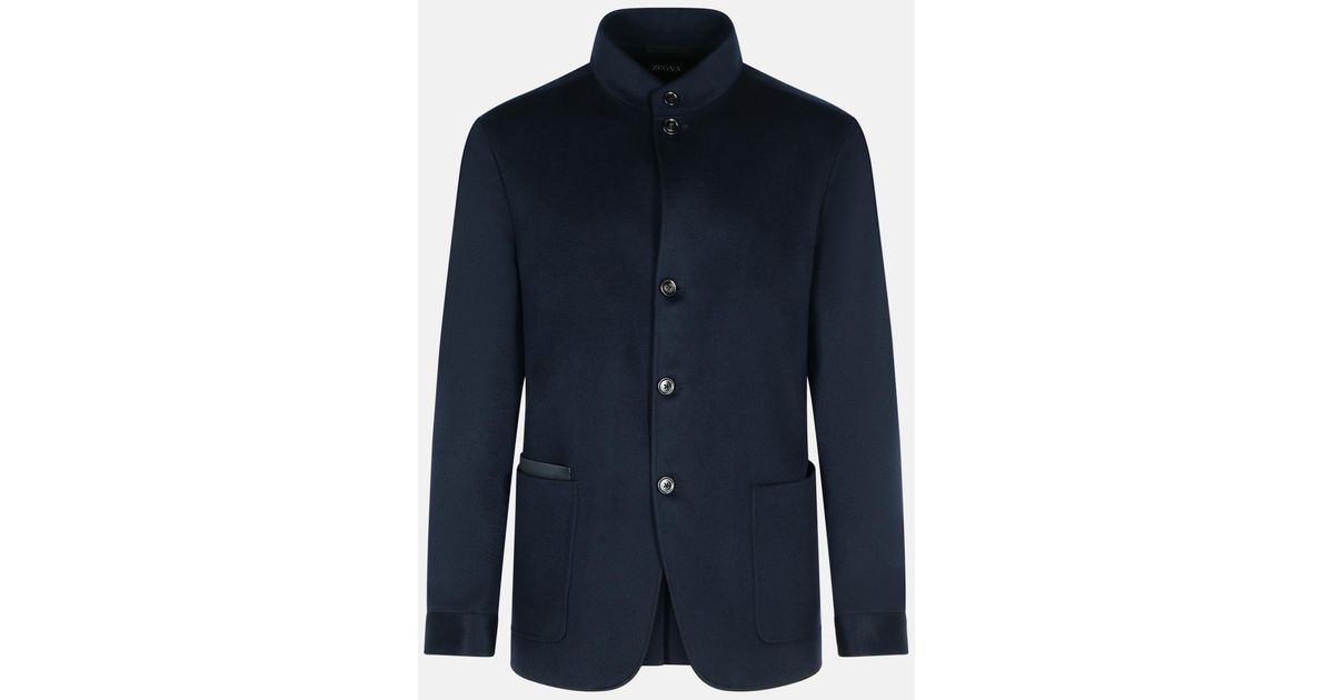 ZEGNA 'il Conte In Oasi' Navy Cashmere Jacket in Blue for Men | Lyst