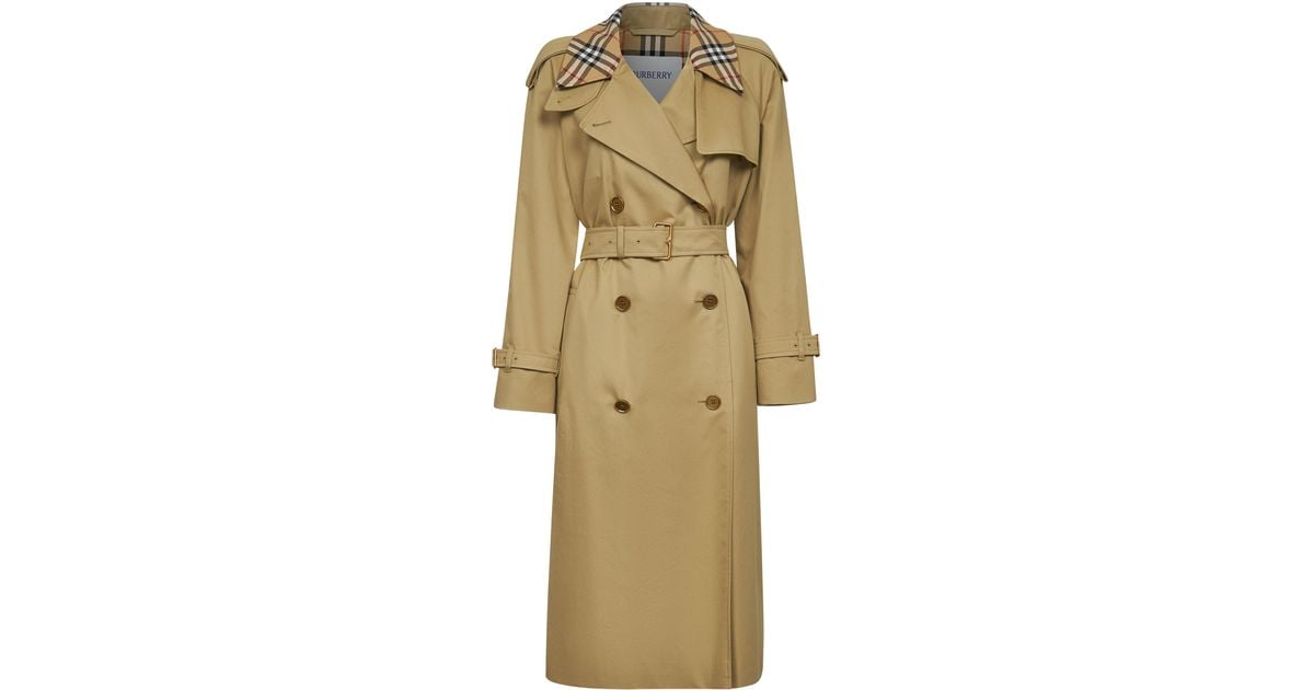 Burberry Gabardine Castleford Long Trench Coat in Natural | Lyst