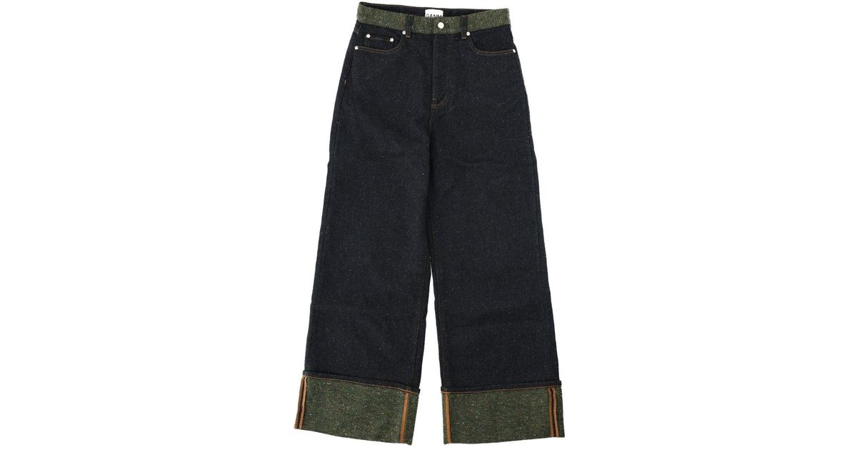 Ganni Cotton Denim Jeans in Blue | Lyst