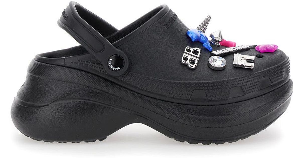 Balenciaga 'Jibbitz X Crocs' Mule With Logo Plaque And Applications in Black for Men | Lyst