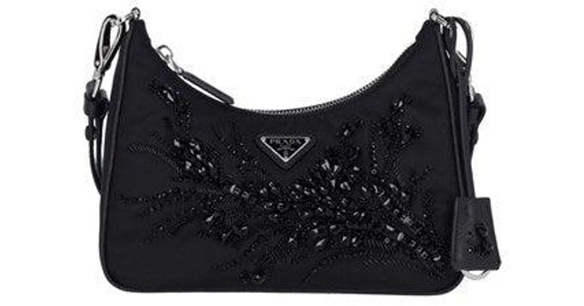 Prada Re-Edition 2005' Rhinestone Crossbody Bag in Black | Lyst