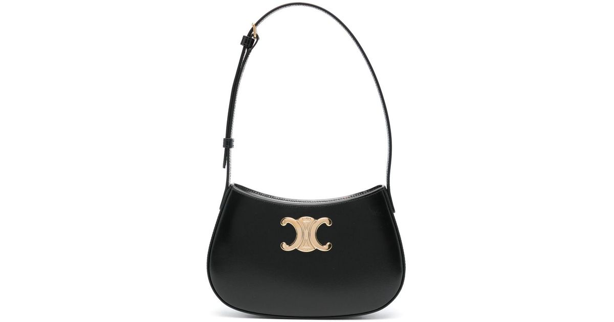 Celine Tilly Leather Shoulder Bag in Black | Lyst