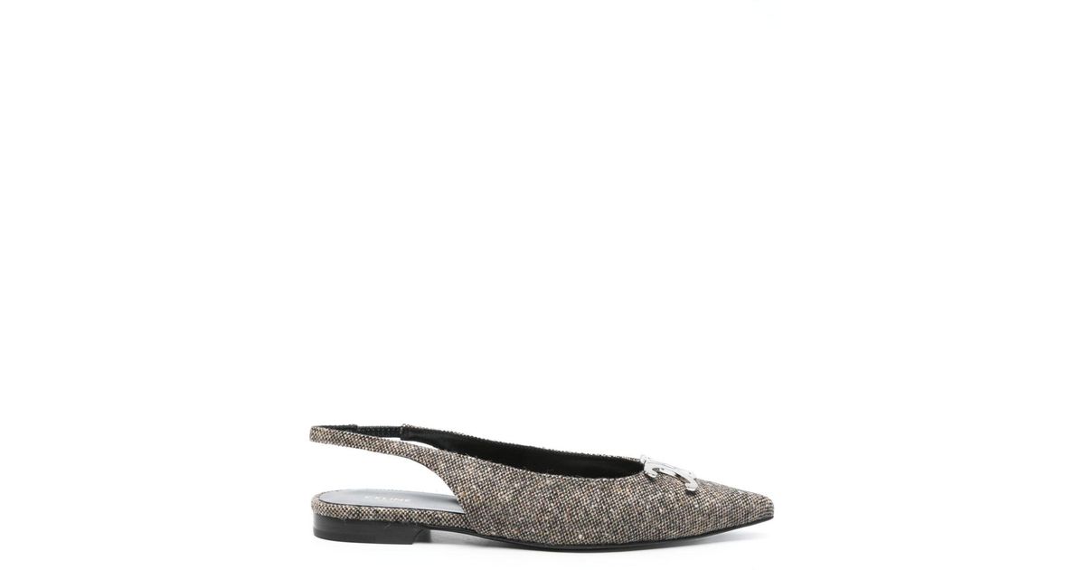 Celine Alma Triomphe Slingback Ballerina in Gray | Lyst