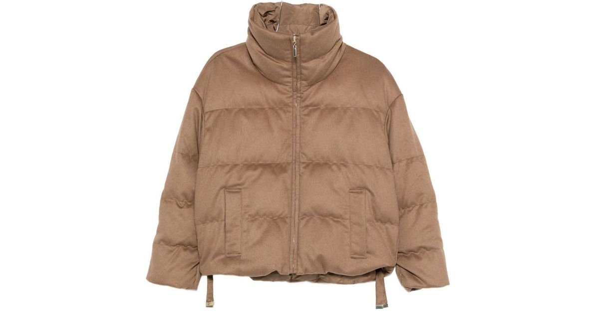 Max Mara Short Down Jacket in Brown | Lyst