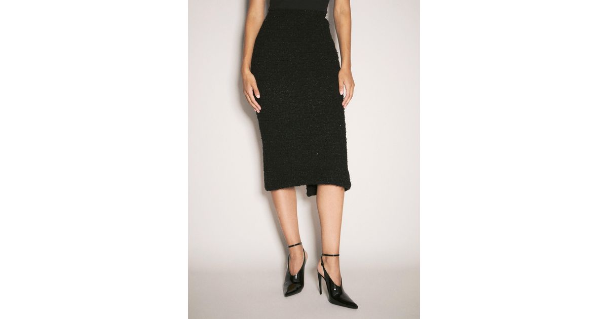 Balenciaga Boucle Midi Skirt in Black | Lyst