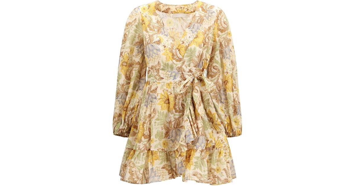 Zimmermann Daylight Wrap Mini Dress in Metallic | Lyst