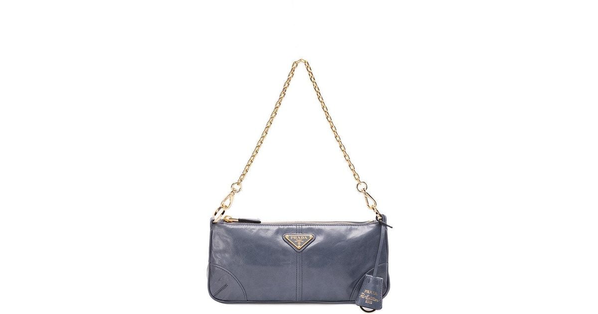 Prada Re-Edition 2002' Medium Leather Shoulder Bag in Blue | Lyst