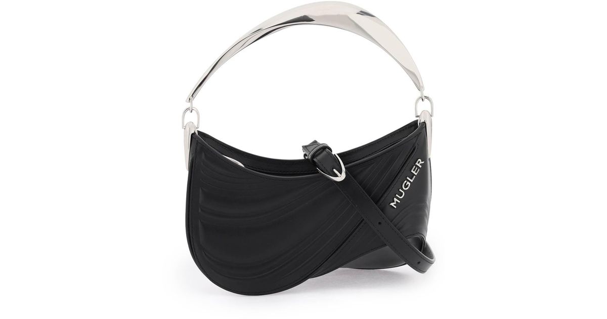 Mugler Spiral Curve Leather Handbag For in White | Lyst