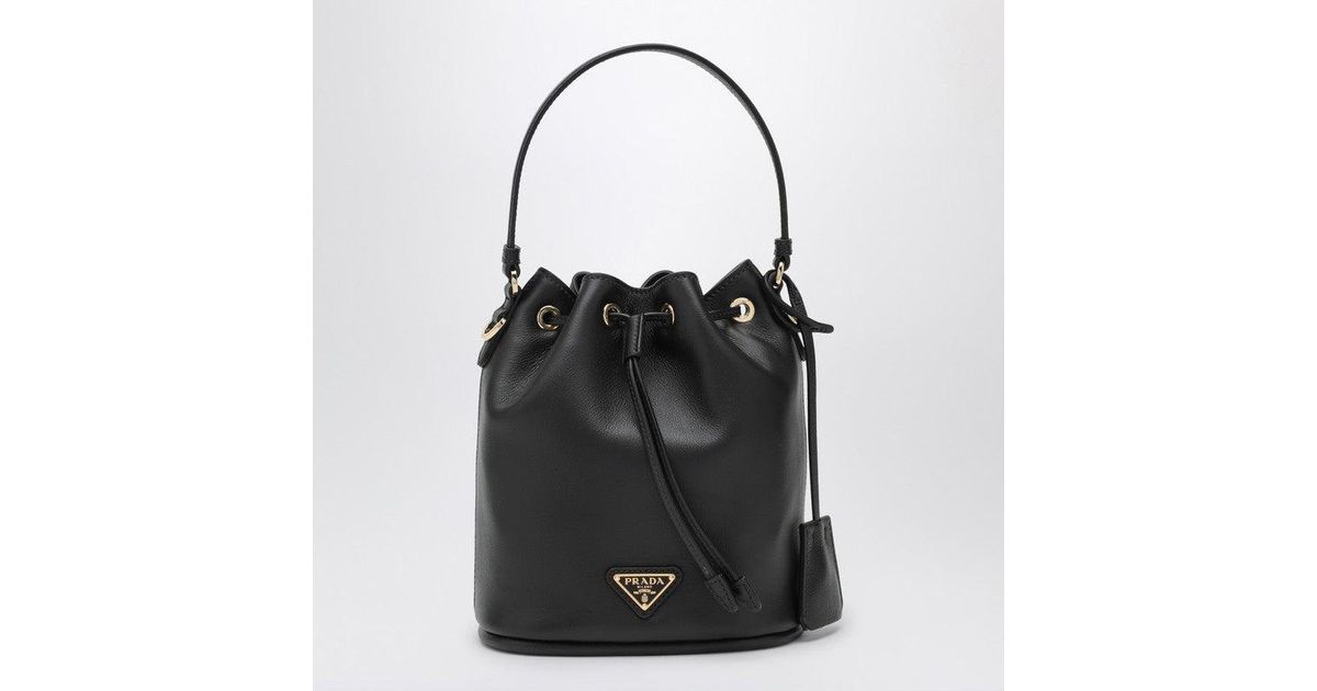 Prada Small Leather Bucket in Black | Lyst
