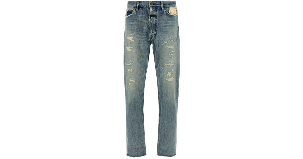 Fear Of God 'Repaired Classic 5 Pocket' Jeans in Blue for Men | Lyst
