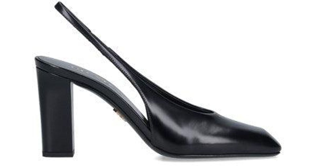 Prada Logo Slingback Pumps in Black | Lyst