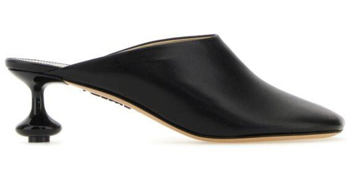 Loewe Toy Sculpted-heel Leather Heeled Mules in Black | Lyst