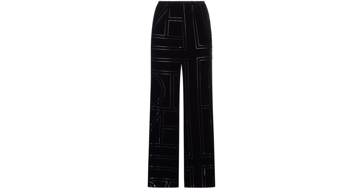 TOTEME Velvet Trousers With Dãvorã Monogram in Black | Lyst