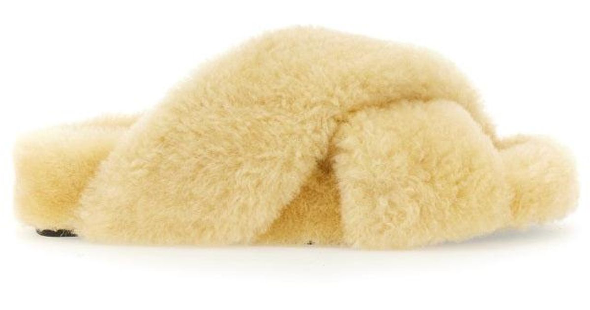 Jil Sander Shearling Sandal in Yellow | Lyst