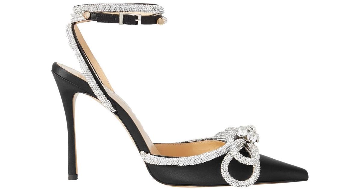 Mach & Mach Double Bow Crystal-Embellished Silk-Satin Point-Toe Pumps ...