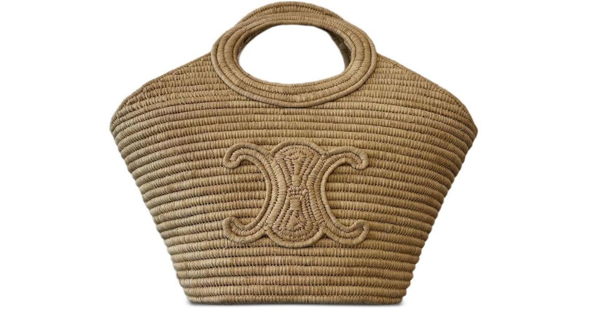 Celine Braided Panier Rafia Tote in Metallic | Lyst