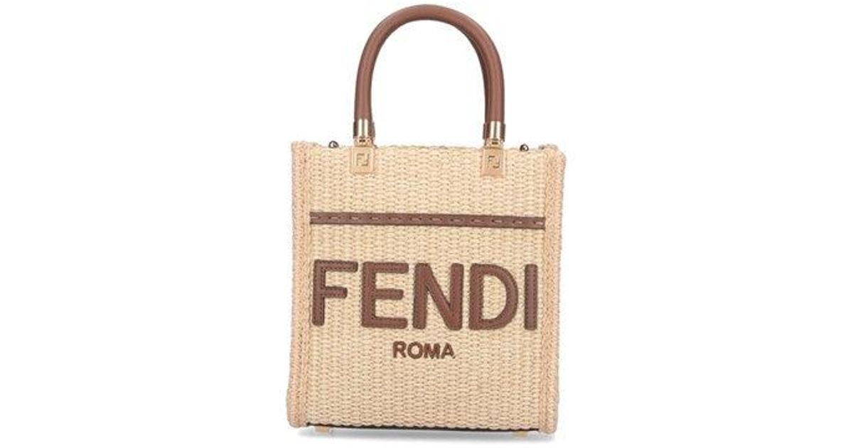 Fendi "Sunshine Shopper" Mini Bag in Natural | Lyst