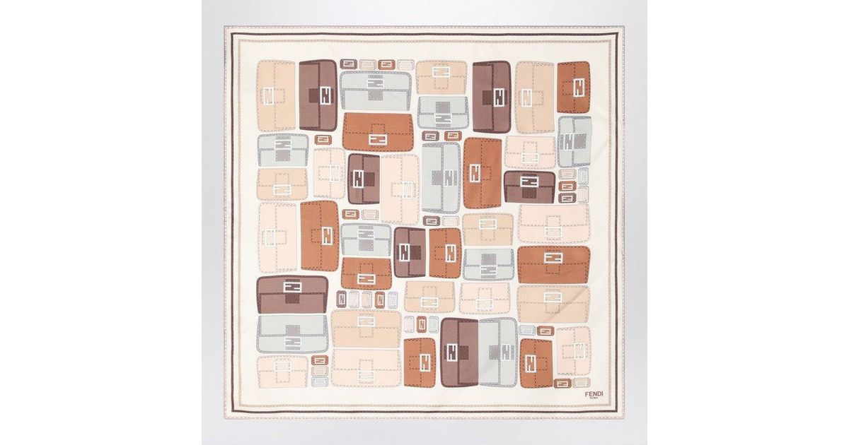 Fendi Silk Foulard Baguette in White | Lyst