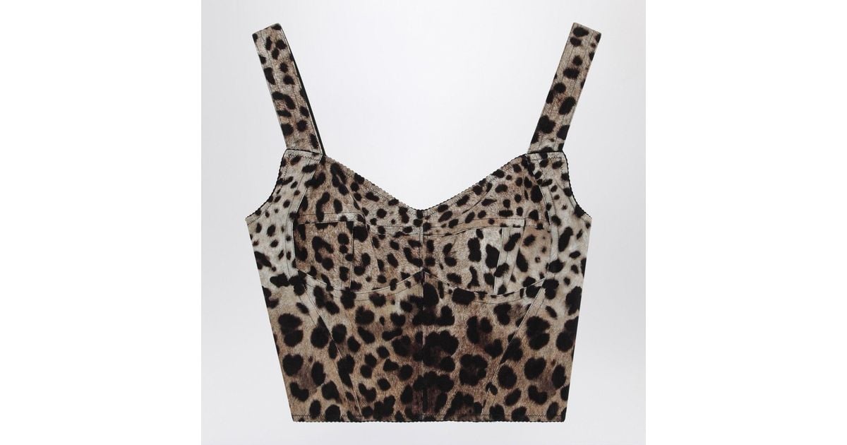 Dolce & Gabbana Leopardprint Bustier in Black | Lyst