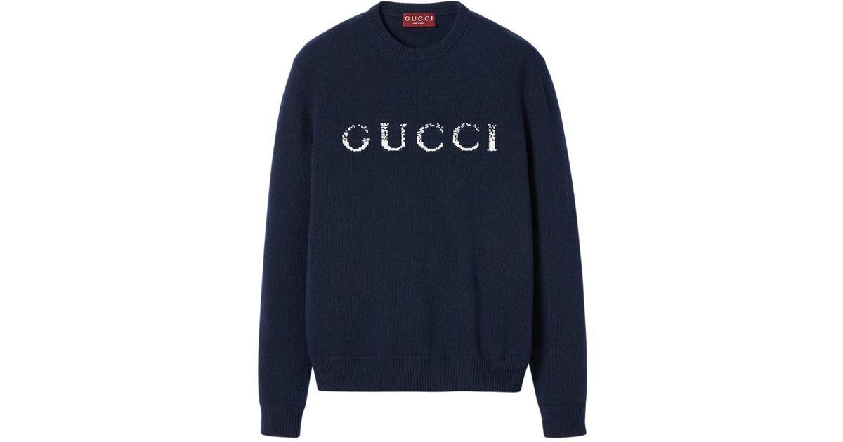 Gucci Wool Jumper With Inlay in Blue for Men | Lyst