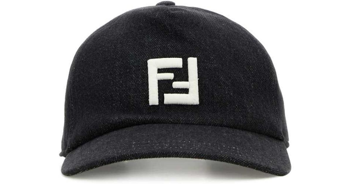 Fendi Signature Logo Baseball Hat in Black for Men | Lyst