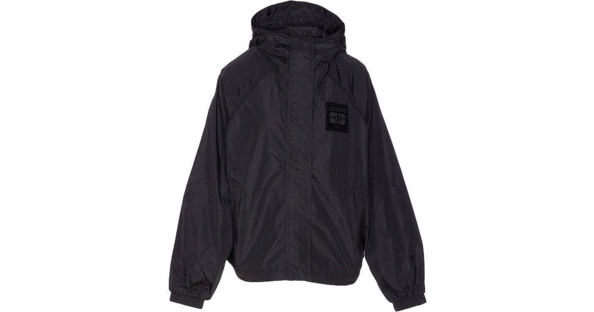 Ganni Nylon Jacket in Blue | Lyst