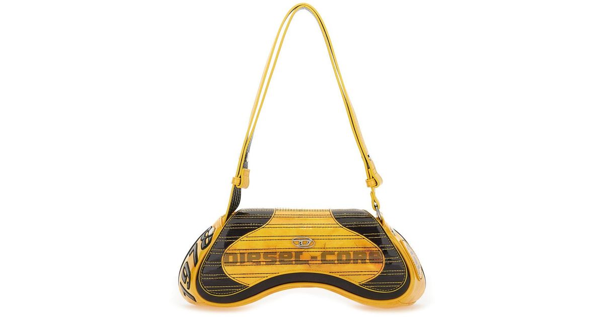 DIESEL Play-glossy Crossbody Bag With Biker Details in Yellow | Lyst