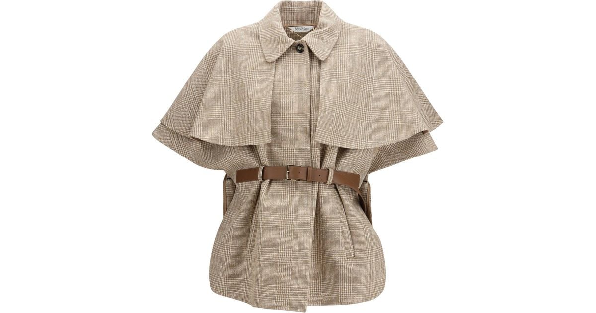 Max Mara Belted Cape in White | Lyst