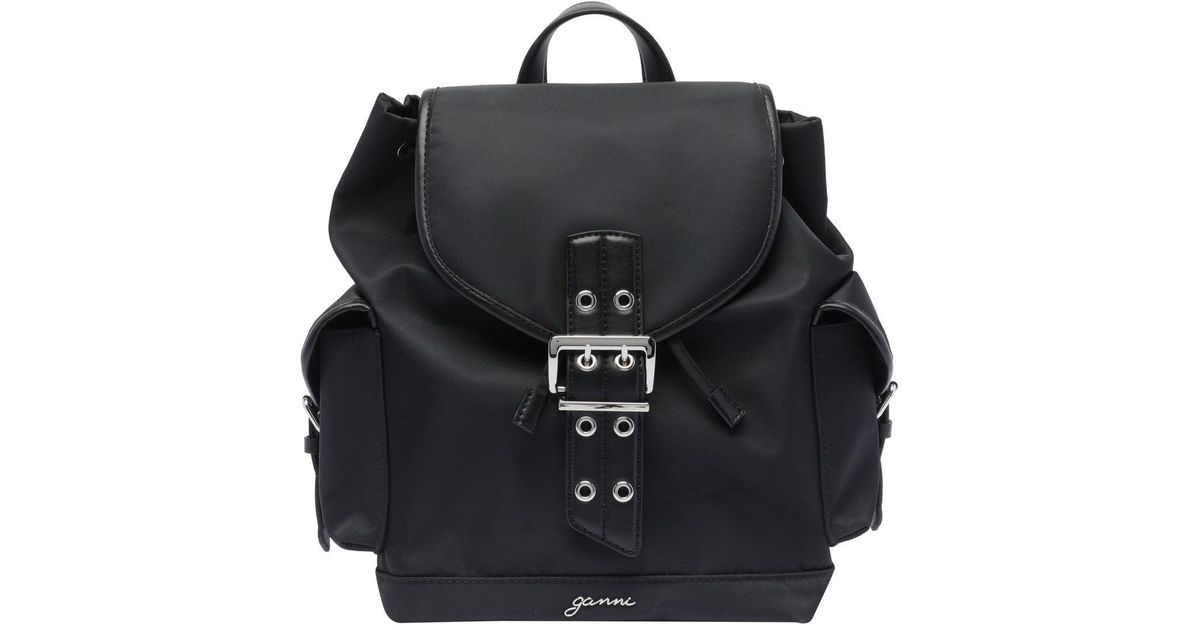 Ganni Small Bucky Backpack in Black | Lyst