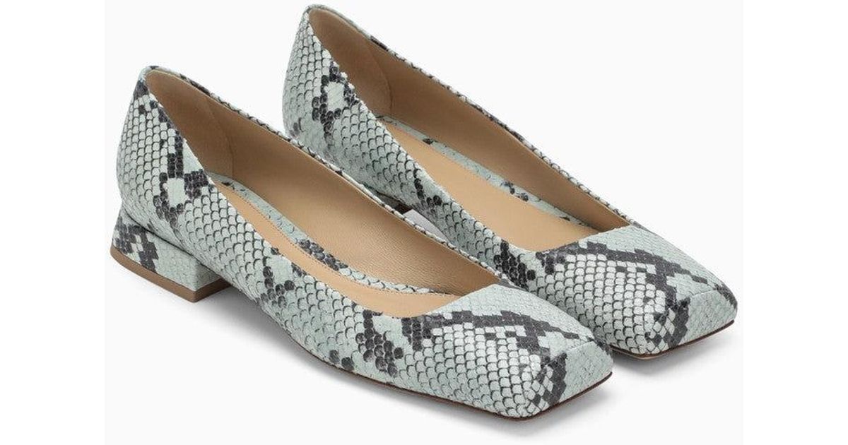 Bottega Veneta Python-Print Leather Ballerina in Blue | Lyst