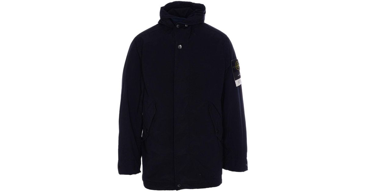 Stone Island Light Compact Touch Poly-Tc Logo Jacket in Blue for Men | Lyst