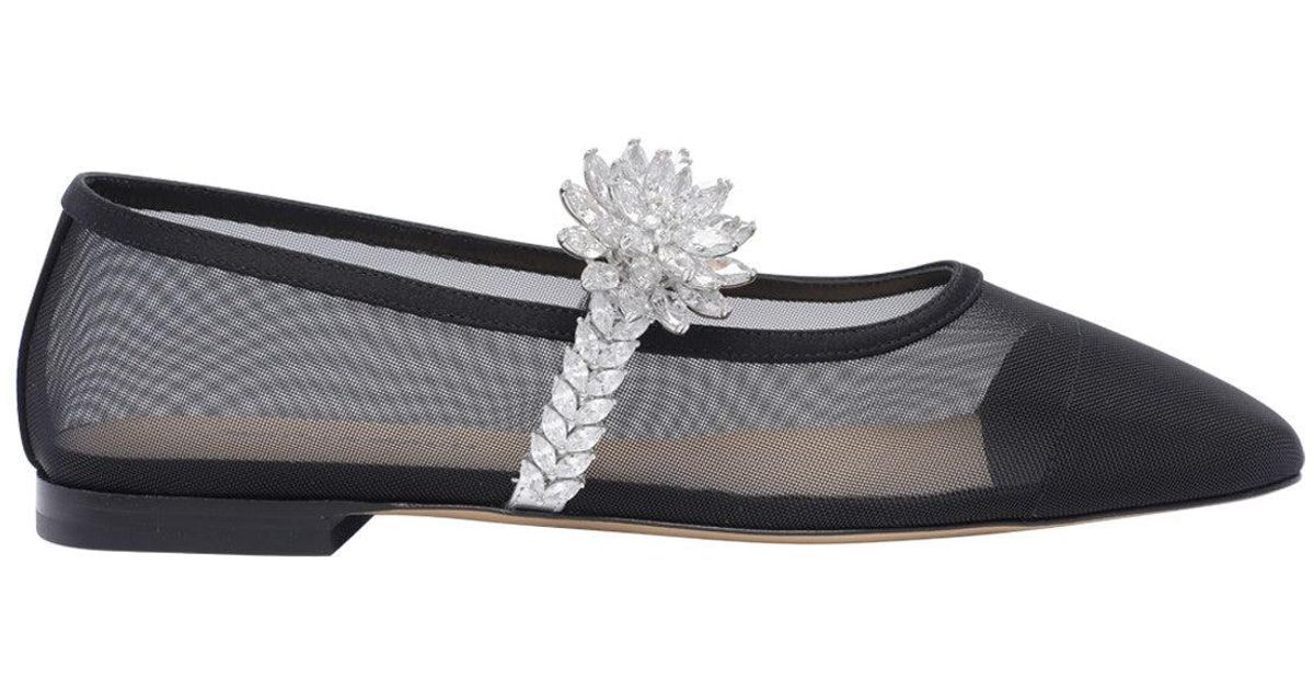 Mach & Mach Lotus Flower Mesh Flats in Blue | Lyst