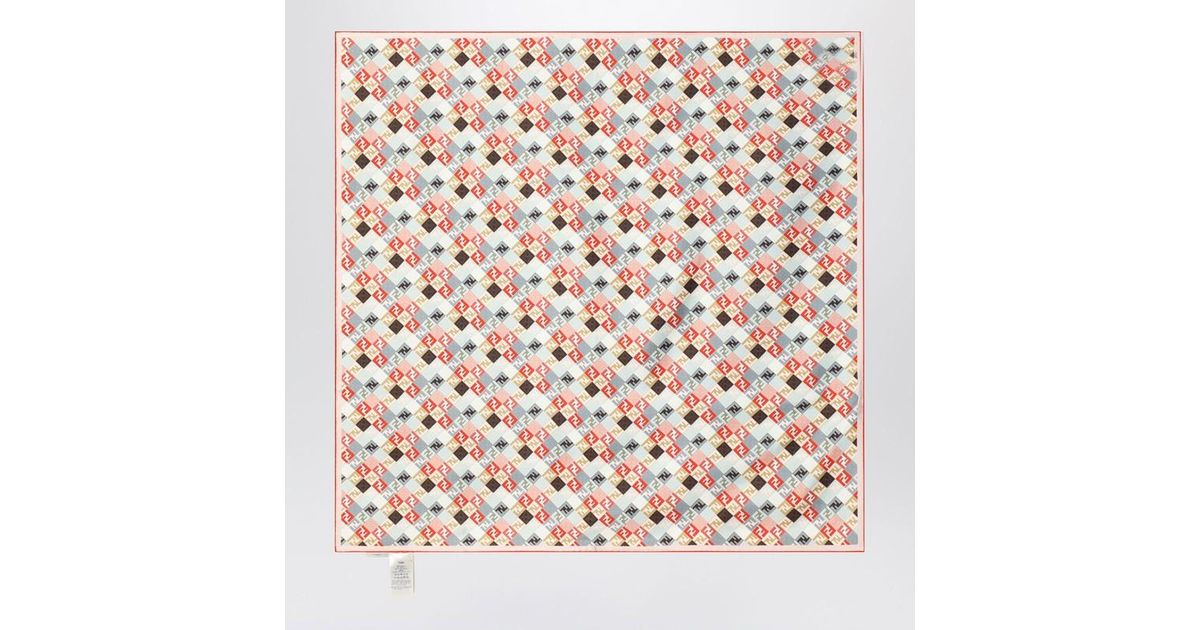 Fendi Multicolour Silk Foulard With Ff Logo in Natural | Lyst
