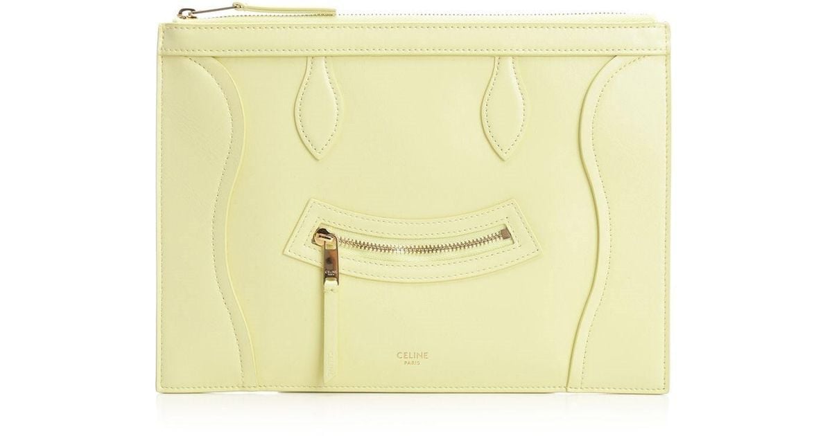 Celine Medium Clutch in Yellow | Lyst