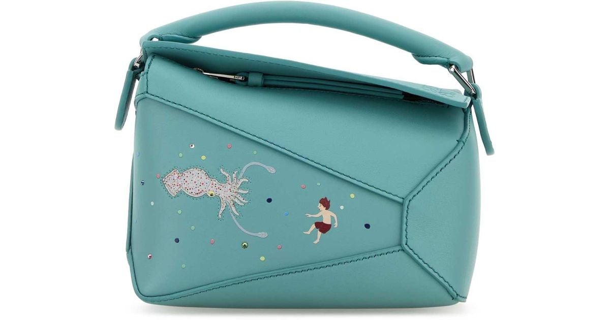 Loewe Light- Leather X Suna Fujita Squid Mini Puzzle Handbag in Green ...