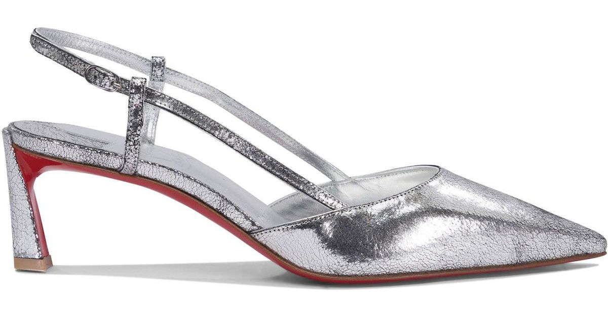 Christian Louboutin Heeled Shoes Silver in White | Lyst