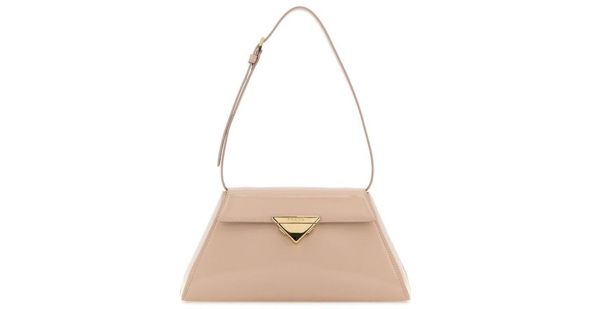 Prada Powder Leather Shoulder Bag in Natural | Lyst